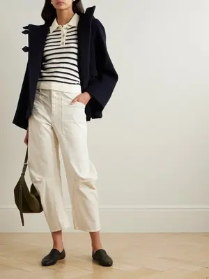 ALLUDE Striped Cropped Knit Top