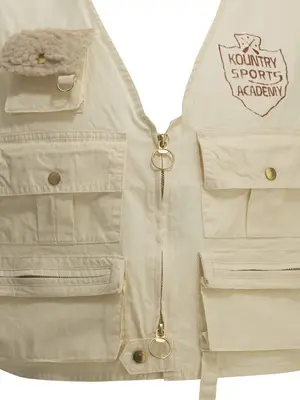 Kapital Cotton Poplin Fishing Vest Sleeveless Jacket - White