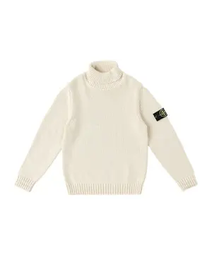 Stone Island Cotton Blend Knit Turtleneck Sweater - White