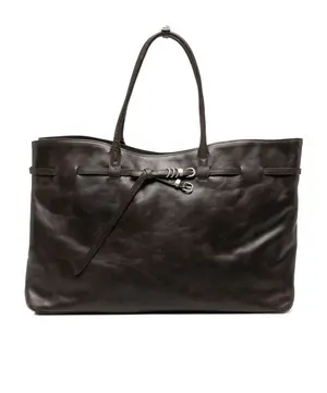 MARGESHERWOOD Leather Handbag With Clasp Closure