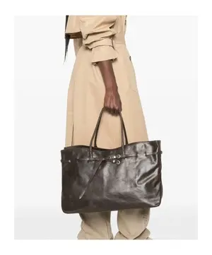 MARGESHERWOOD Leather Handbag With Clasp Closure