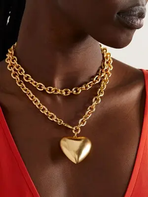 Assouline Gold-toned Heart Pendant Necklace