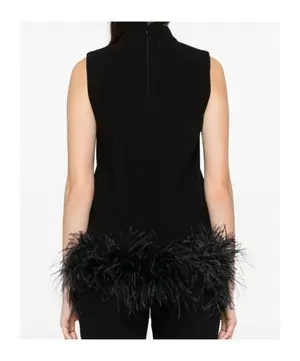 Max Mara Feather-trim Sleeveless Top