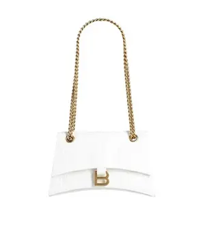 Balenciaga Crocodile-pattern Chain Bag - White