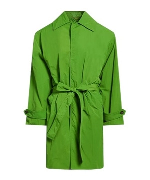Saint Laurent Solid Color Long Sleeve Trench Coat - Green