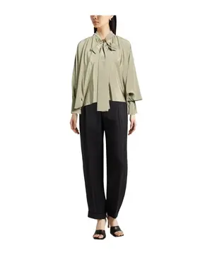 Max Mara Georgette Bow Blouse - Green