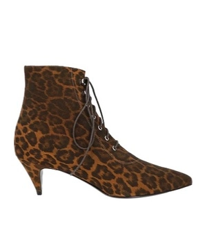 Saint Laurent Leopard Print Lace-up Ankle Boots - Brown