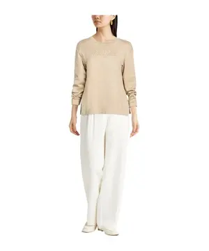 Max Mara Solid Long Sleeve Sweatshirt - Sand-colored