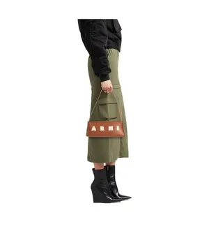 Marni Letter Print Shoulder Bags - Brown