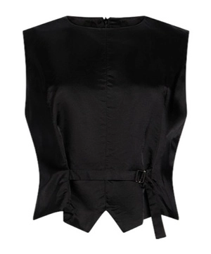 MAISON MARGIELA Satin Sleeveless Top - Black