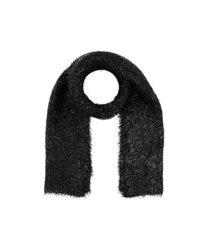 Tory Burch Solid-color Metallic Knit Scarf - Black
