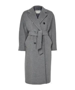 Max Mara Madame Belted Maxi Coat - Gray