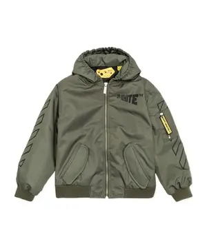 Off-White Logo-print Hooded Bomber Jacket