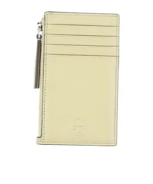 Tory Burch Simple Genuine Leather Card Case - Yellow