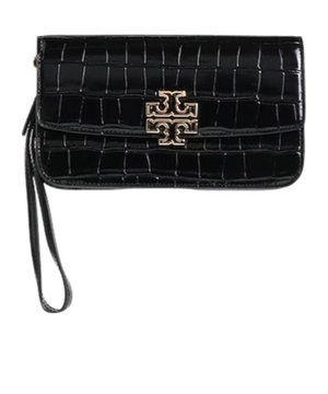 Tory Burch Small Crocodile-patterned Clutch - Black