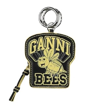 GANNI Two-tone Leather Keychain - Black