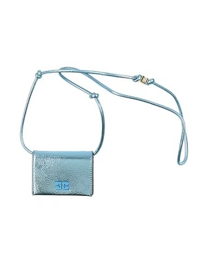 GANNI Simple Solid-color Leather Card Holder - Blue