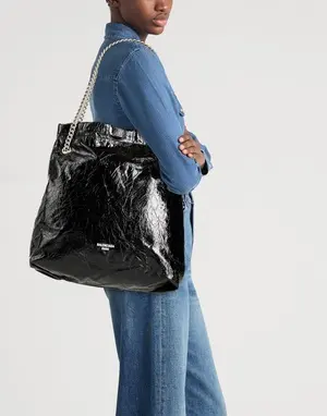 Balenciaga Large Patent Leather Tote Bag - Black