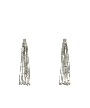 Brunello Cucinelli Beaded Stud Earrings - Gray