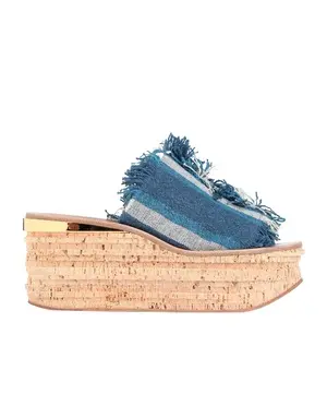 Chloé Minimalist Denim Wedge Shoes