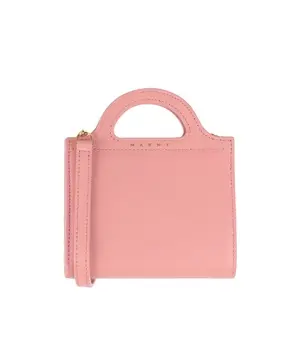 Marni Minimalist Solid Color Leather Bag - Pink