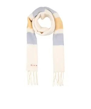 Marni Striped Knitted Scarf - White