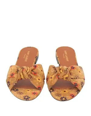 Saint Laurent Floral Print Bow Leather Sandals