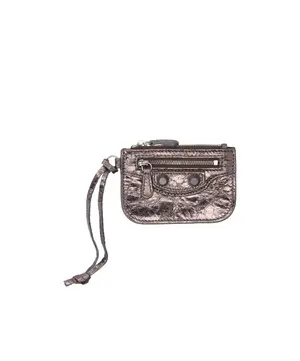 Balenciaga Solid-color Metallic Wallet - Gray