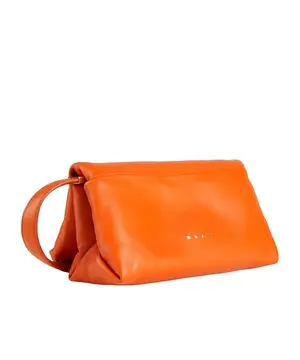 Marni Solid Color Leather Shoulder Bag - Orange