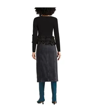 GANNI Solid Color Ribbed Long-sleeved Top