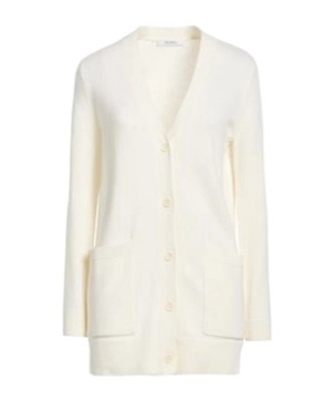 Max Mara Solid Color Minimalist Stylish Knit Cardigan - White