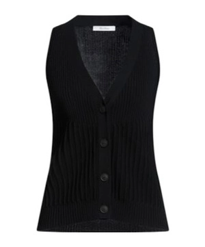 Max Mara V-neck Sleeveless Ribbed Knit Vest