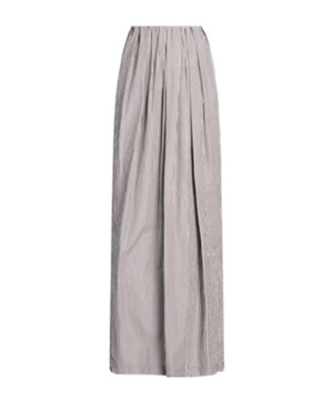 Brunello Cucinelli Pleated Vertical-stripe High-waist Midi Skirt