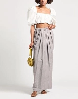 Brunello Cucinelli Pleated Vertical-stripe High-waist Midi Skirt