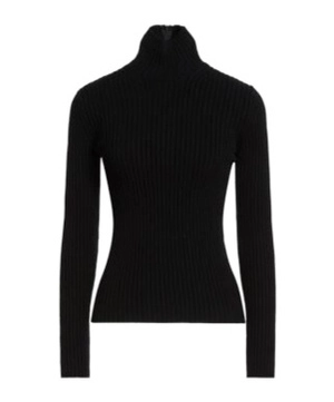 Max Mara Ribbed Turtleneck Knit Top - Black
