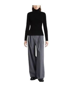 Max Mara Ribbed Turtleneck Knit Top - Black