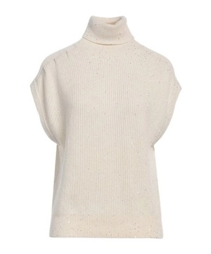 Brunello Cucinelli Sequined Knit Turtleneck - White