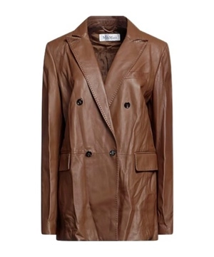 Max Mara Minimalist Double-breasted Leather Blazer