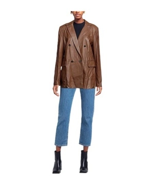 Max Mara Minimalist Double-breasted Leather Blazer