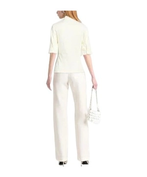 Chloé Collared Half-placket Elbow-sleeve Top