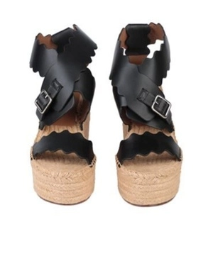 Chloé Solid Leather Wedge Shoes
