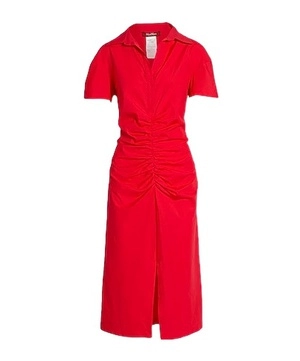 Max Mara Solid-color Short-sleeve V-neck Dress
