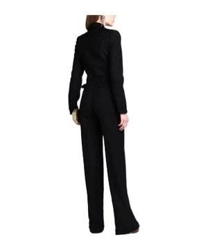 Saint Laurent Long-sleeve Jumpsuit With Lapel Collar And Cargo Pockets