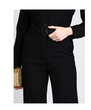 Saint Laurent Long-sleeve Jumpsuit With Lapel Collar And Cargo Pockets