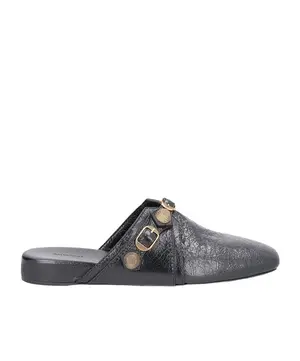 Balenciaga Square-toe Flat Leather Mules