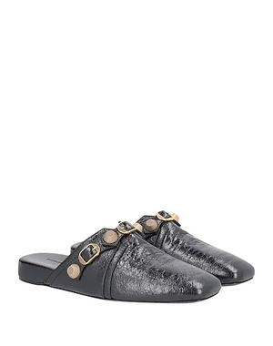 Balenciaga Square-toe Flat Leather Mules