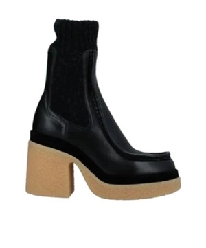 Chloé Round-toe Block-heel Knit Shoes - Black