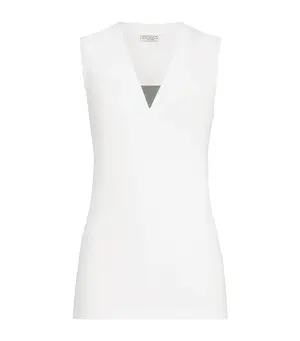 Brunello Cucinelli Stretch-cotton Monili Tank Top