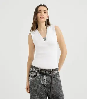 Brunello Cucinelli Stretch-cotton Monili Tank Top