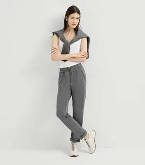 Brunello Cucinelli Cotton-silk Drawstring Trousers